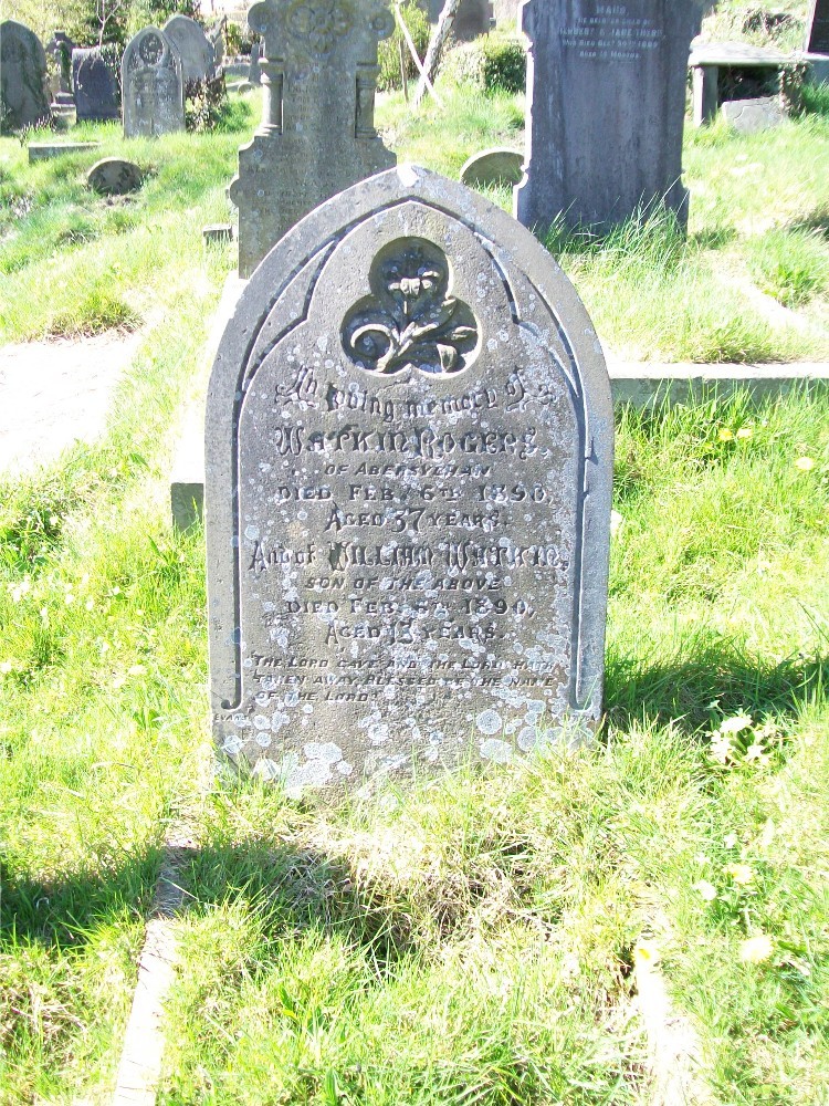 Gravestone of Watkin Rogers and his son William, victims of the ...