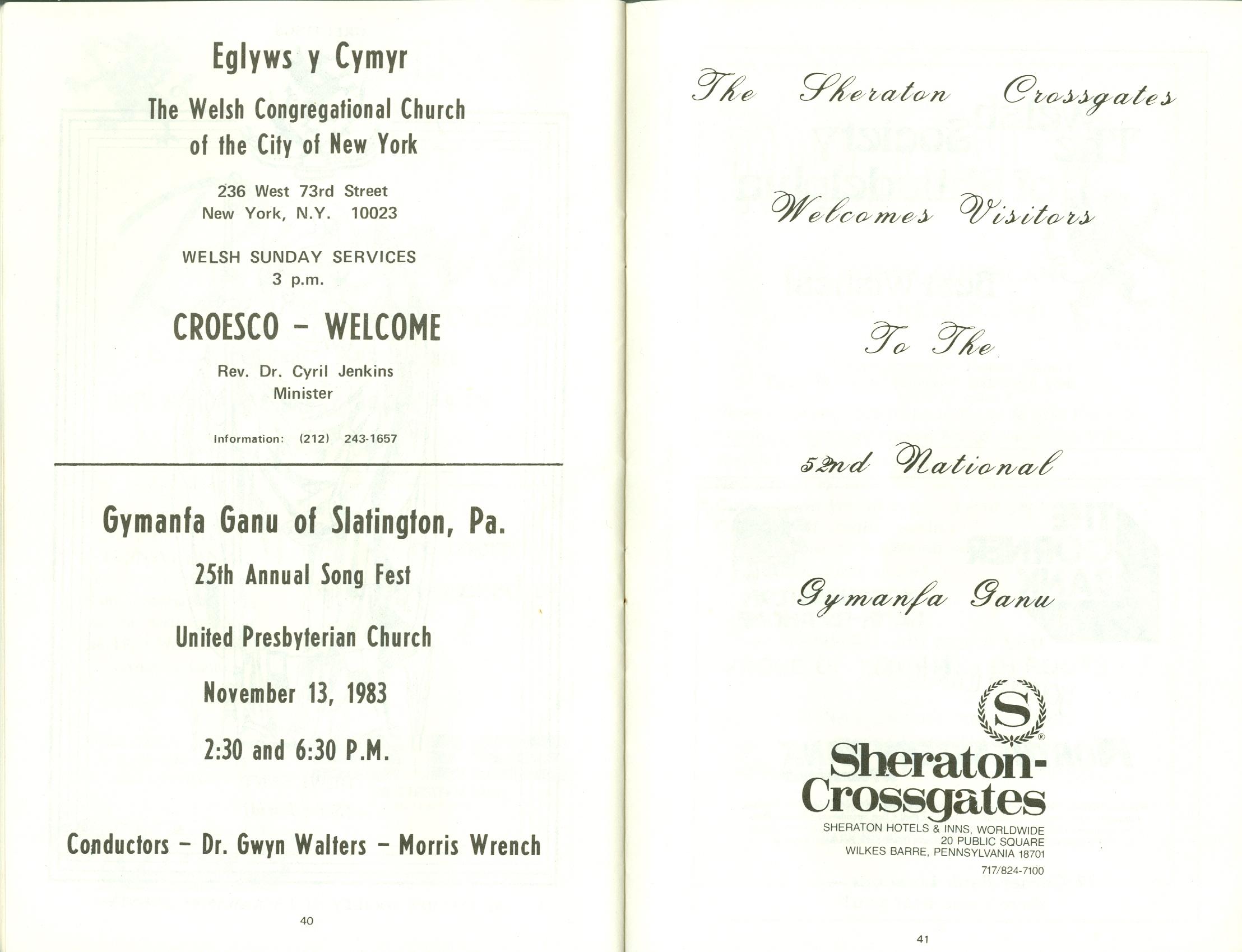 1983 Program for the 52st Annual National Gymanfa Ganu held in Wilkes ...