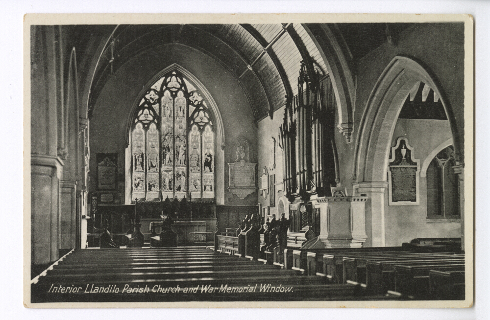 Postcard image of the Interior of Llandilo / Llandeilo Parish Church ...