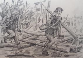 RWF Stretcher bearers called forward - Germany WW2 by Bruce McCay ...