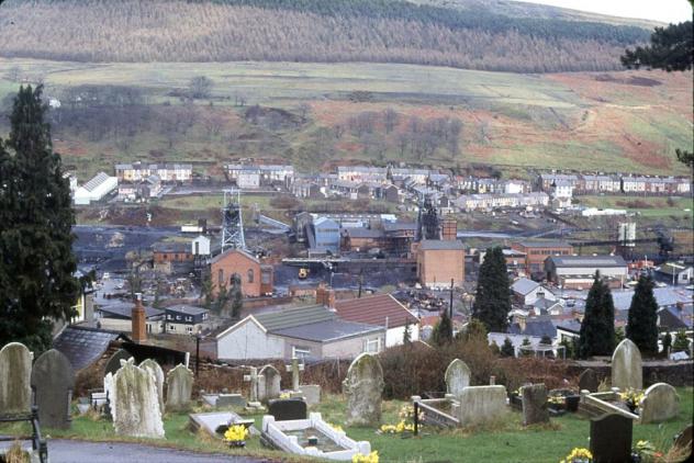 Merthyr Vale colliery with Aberfan cemetery in the foreground, 1985 ...