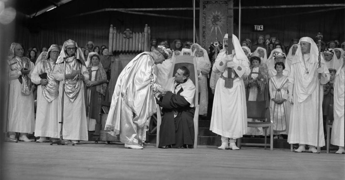 Rev. Emrys Edwards in his chair, Eisteddfod 1961 | People's Collection ...