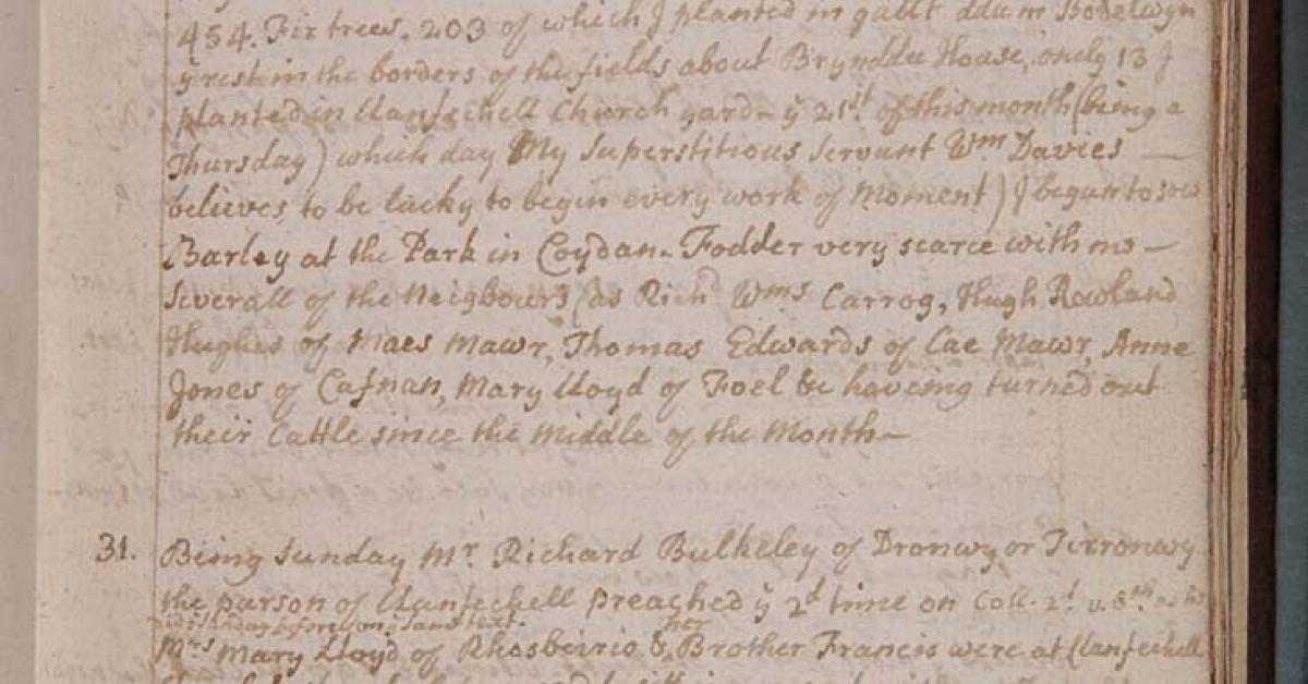 Diary of William Bulkeley, Brynddu, Llanfechell, vol. 1, 1734-43 [p. 1 ...