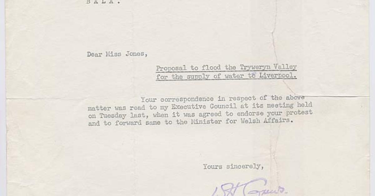 Letter from the South Wales Area of the National Union of Mineworkers ...