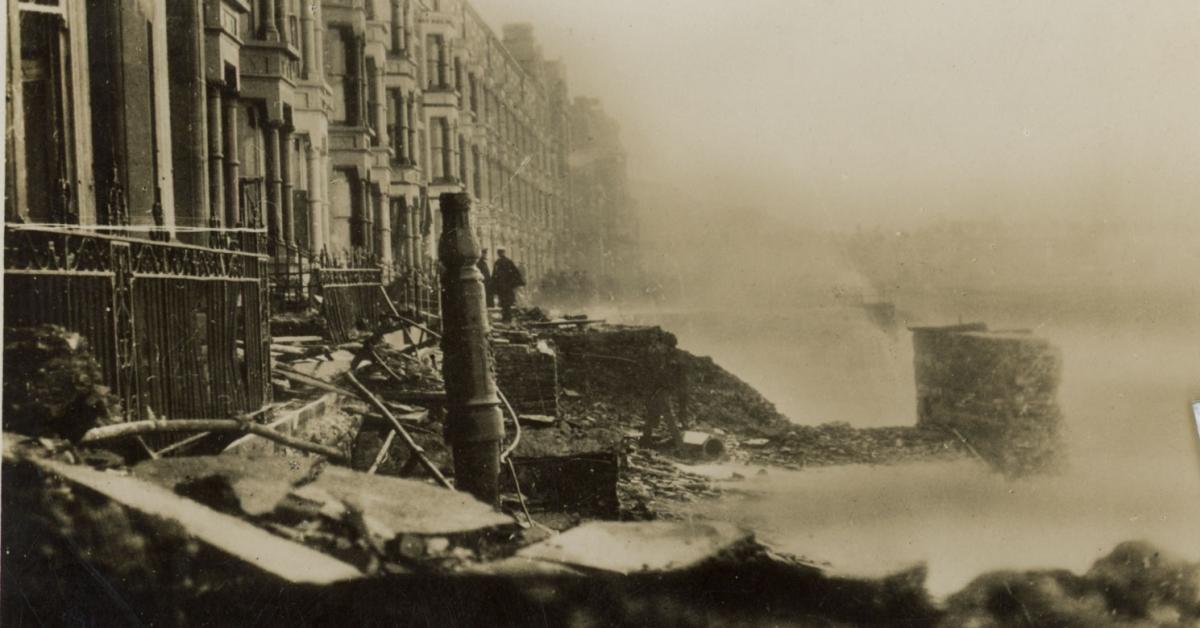 Storm damage Victoria Terrace, Aberystwyth 1938 | People's Collection Wales