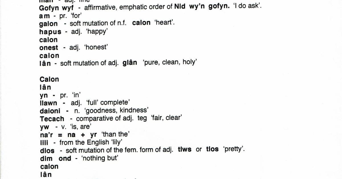 Calon Lan Music, Lyrics, and Glossary | People's Collection Wales