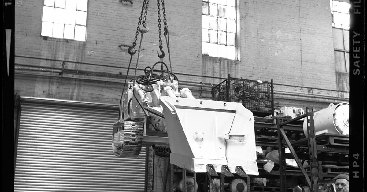Dinting machine at Tredomen Training Centre | People's Collection Wales