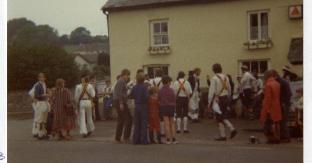 Morris dancers at Hare & Hounds, Aberthin 1977 | People's Collection Wales
