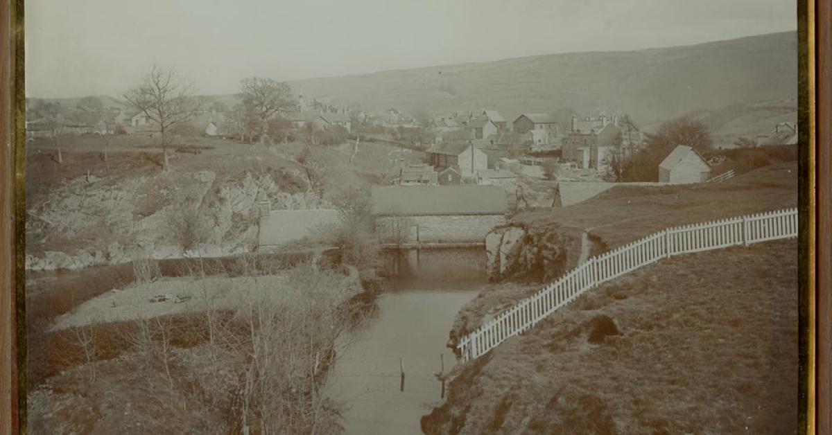 Rear of Cwmdauddwr Mill with leat supplied by Nant Gwynllyn (River Wye ...