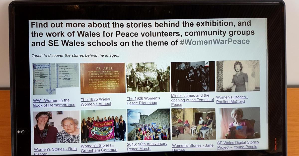 Digital stories touchscreen in senedd women war and peace exhibition ...