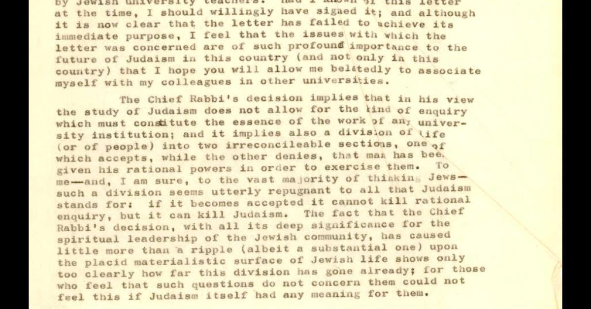 Letter between the editor of the Jewish Chronicle and L A Moritz ...