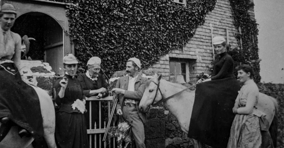 A group outside the farmhouse, Skomer Island, c.1889 | People's ...