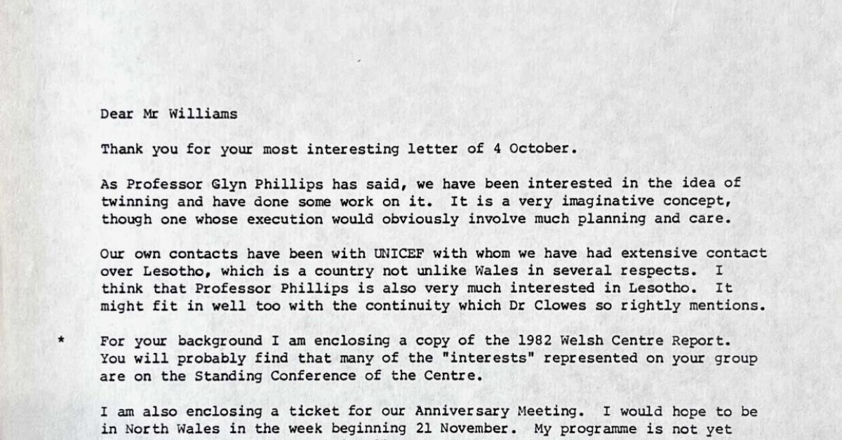 (1983) Letter by W. R. Davies in support of the twinning proposal ...