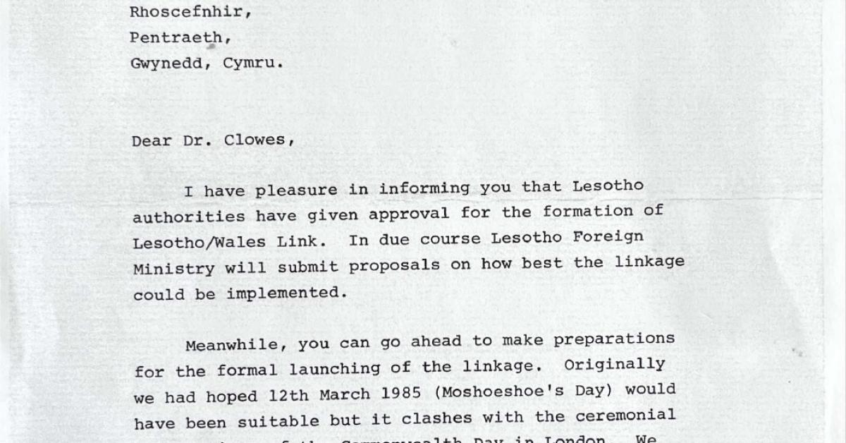 (1985) Letter by the High Commissioner of Lesotho approving the ...