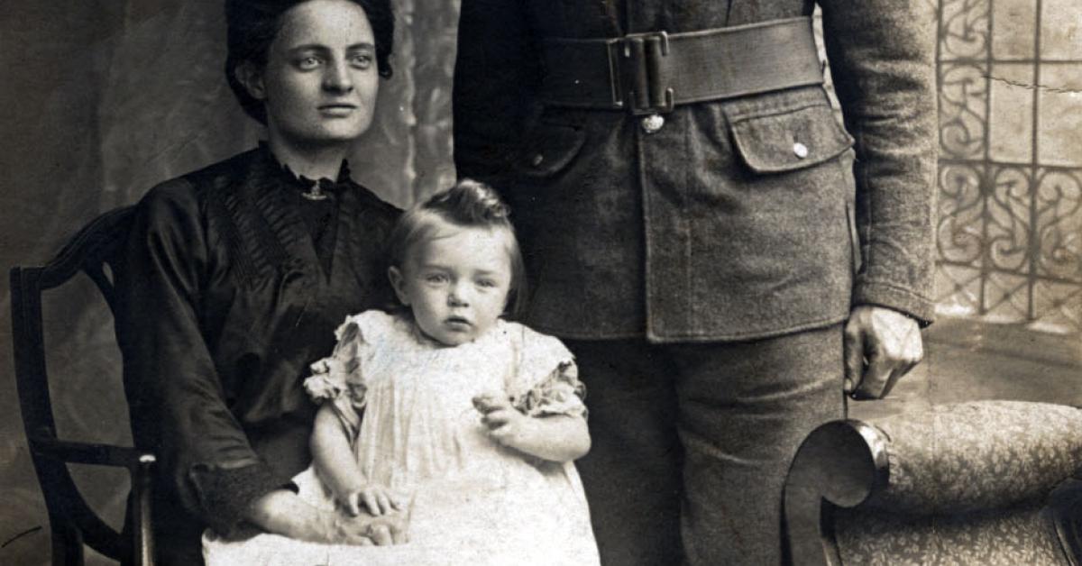 William Jesse Lloyd, with wife and child | People's Collection Wales