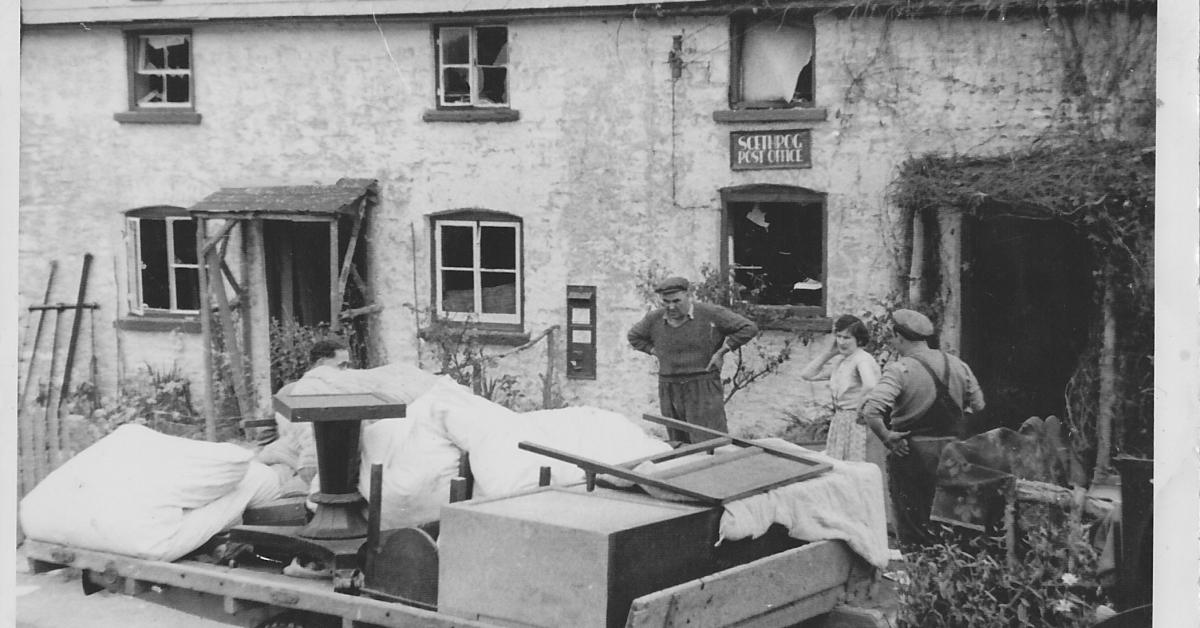 A40 Explosion Post Office damage. Scethrog, 1957 | People's Collection ...