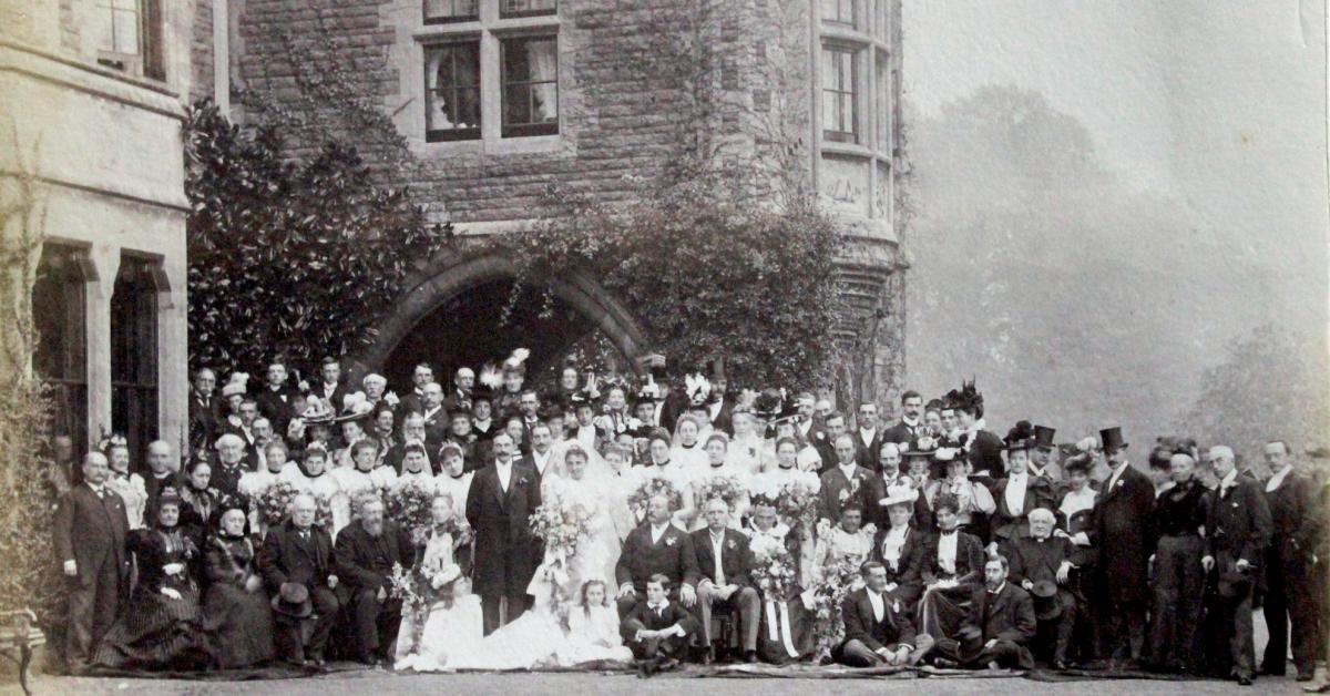 Large group photo at the wedding of Constance Hill. | People's ...