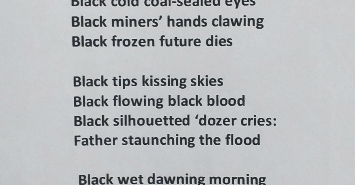 'Aberfan: to remember David', a poem by Nickolas Nedaschkivskij, 2016 ...