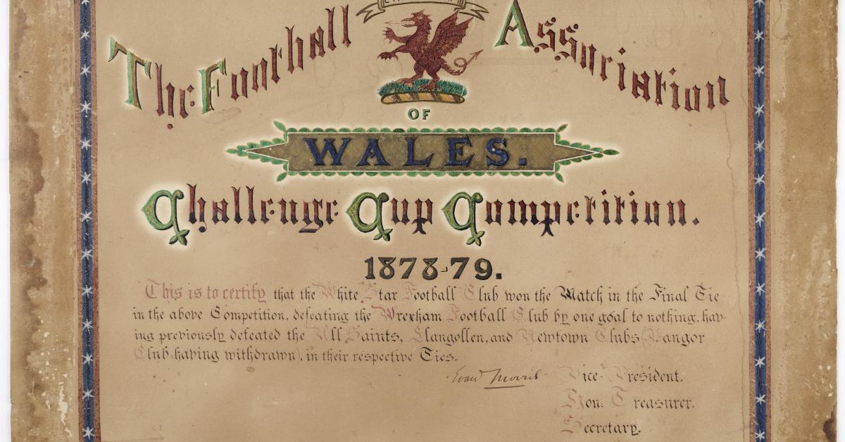 Football Association of Wales Cup Winners's Certificate 1879 | People's ...