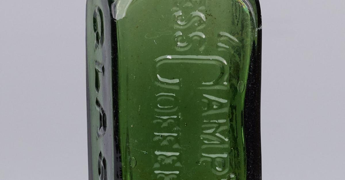 Embossed green glass bottle, Paterson's 'Ess Camp Coffee & Chicory ...