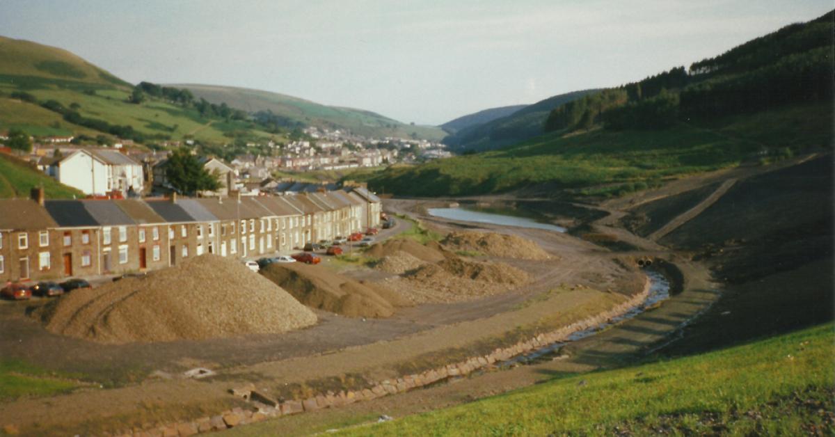 The new water course completed and the starts of Parc Calon Lan lake ...